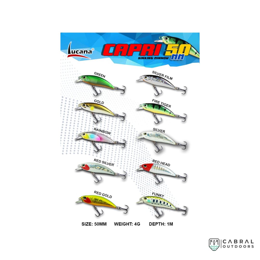 Lucana Capri 50 Sinking Lure | Size: 50mm | 4g | 1pcs/pkt – Cabral Outdoors
